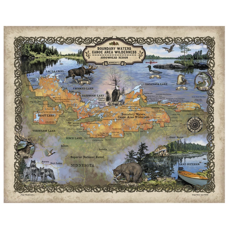 Boundary Waters Map - Etsy