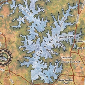 Lake norman lake norman map lake Norman North Carolina lake | Etsy