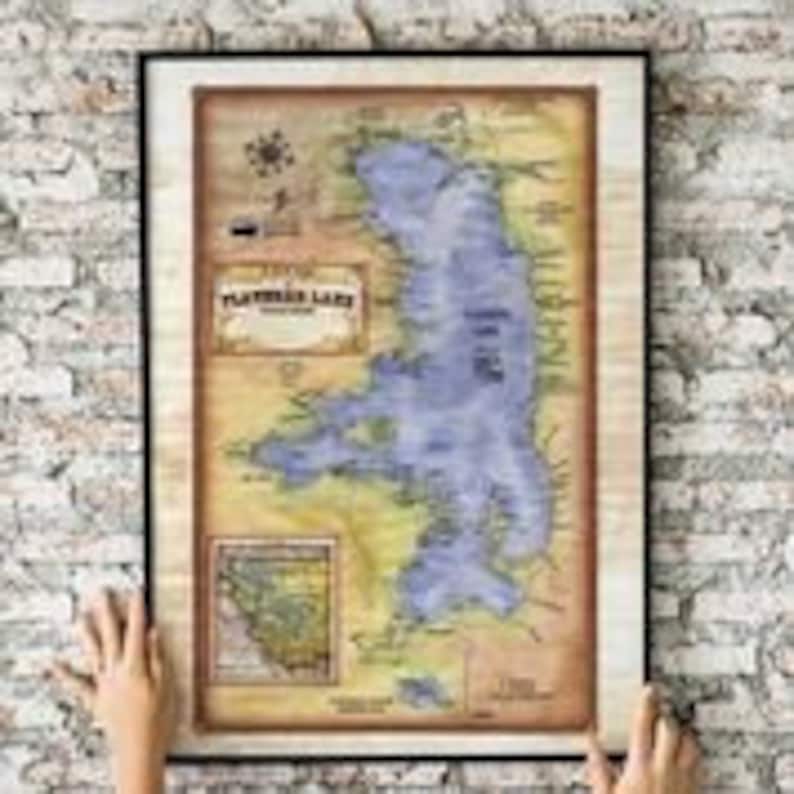 Flathead Lake,montana Vintage Map,vintage Map Art,montana Vintage Map ...