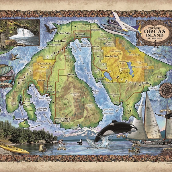 Puget Sound Map Poster - Etsy