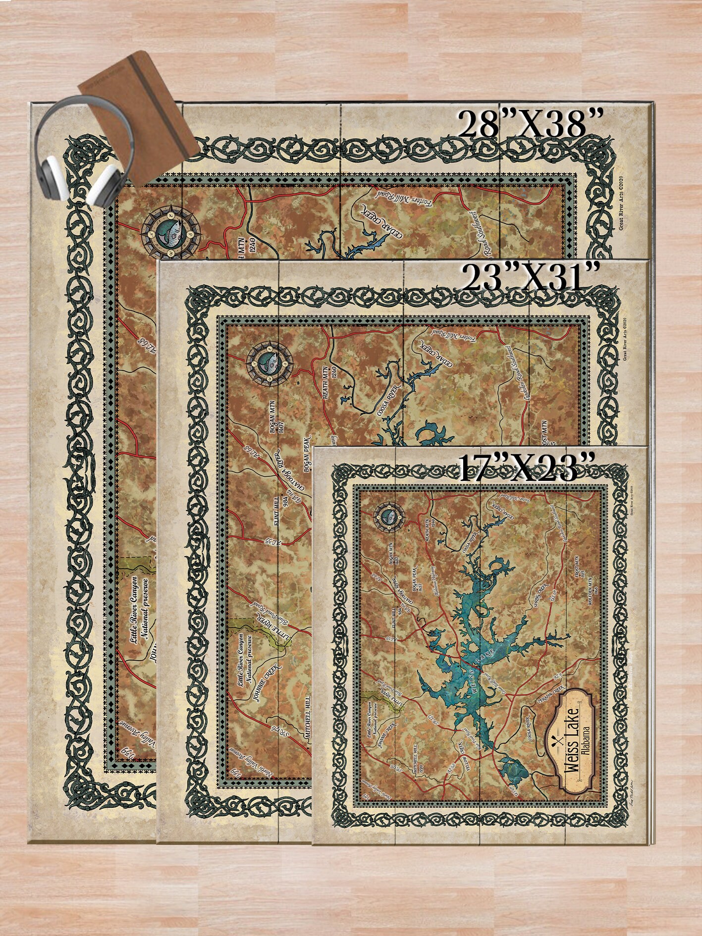 Lake Weiss Alabama Lake Map Art Map Art on Wood or Metal for - Etsy