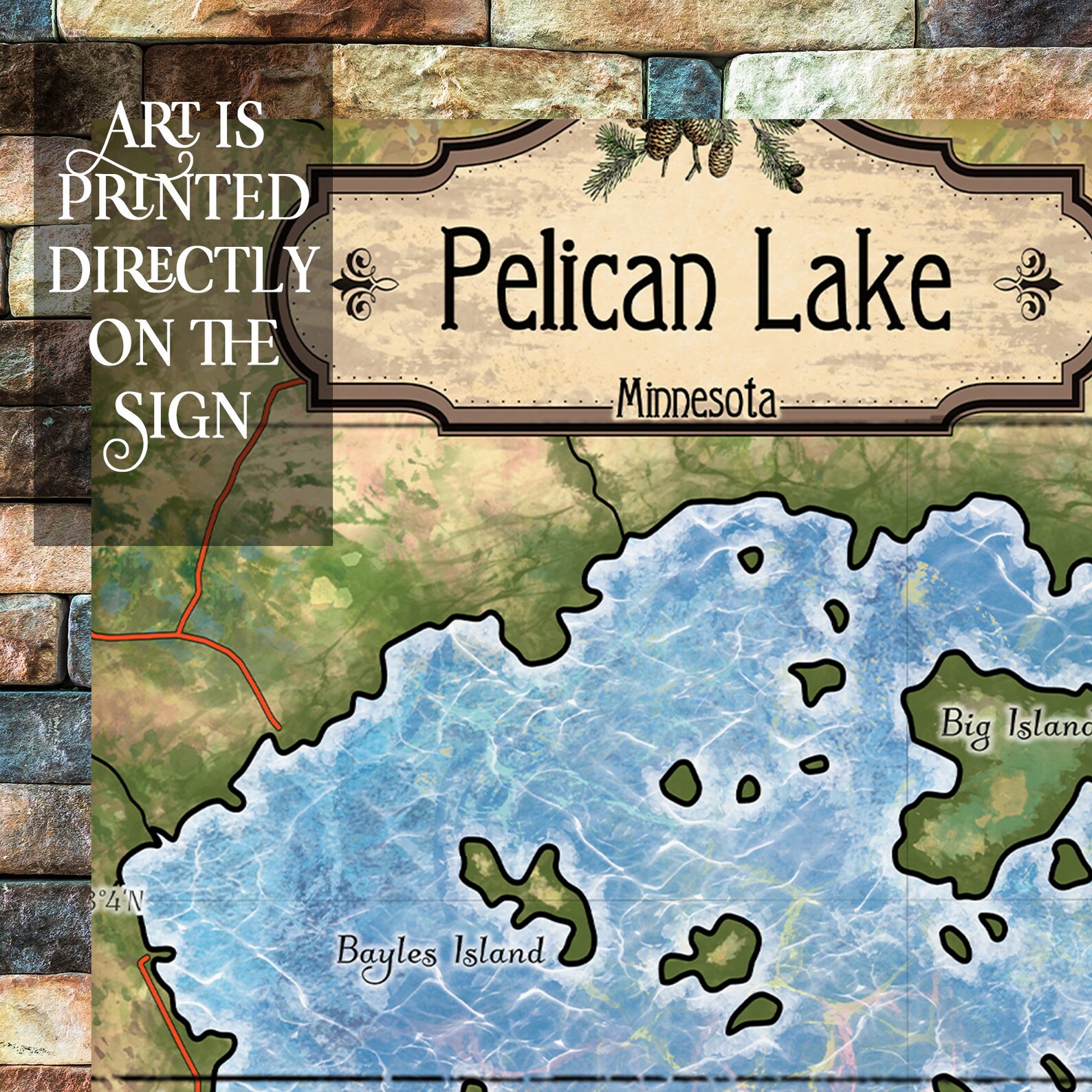 Pelican Lake Minnesota Lake Map Art Map Art on Wood or Metal | Etsy