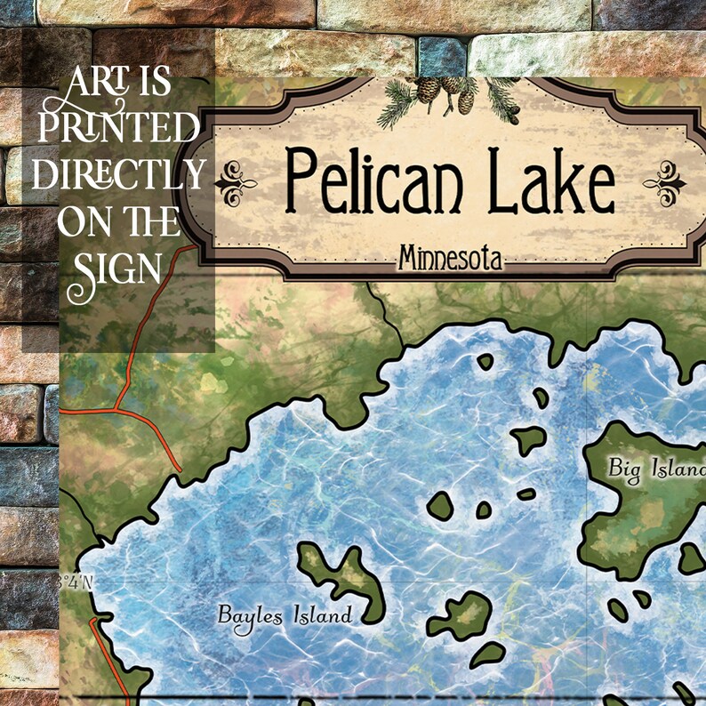 Pelican Lake Minnesota Lake Map Art Map Art on Wood or Metal | Etsy