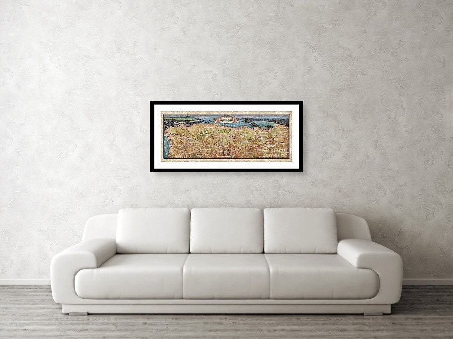 El Camino De Santiago De Compostela Vintage Map Art Poster Print ...