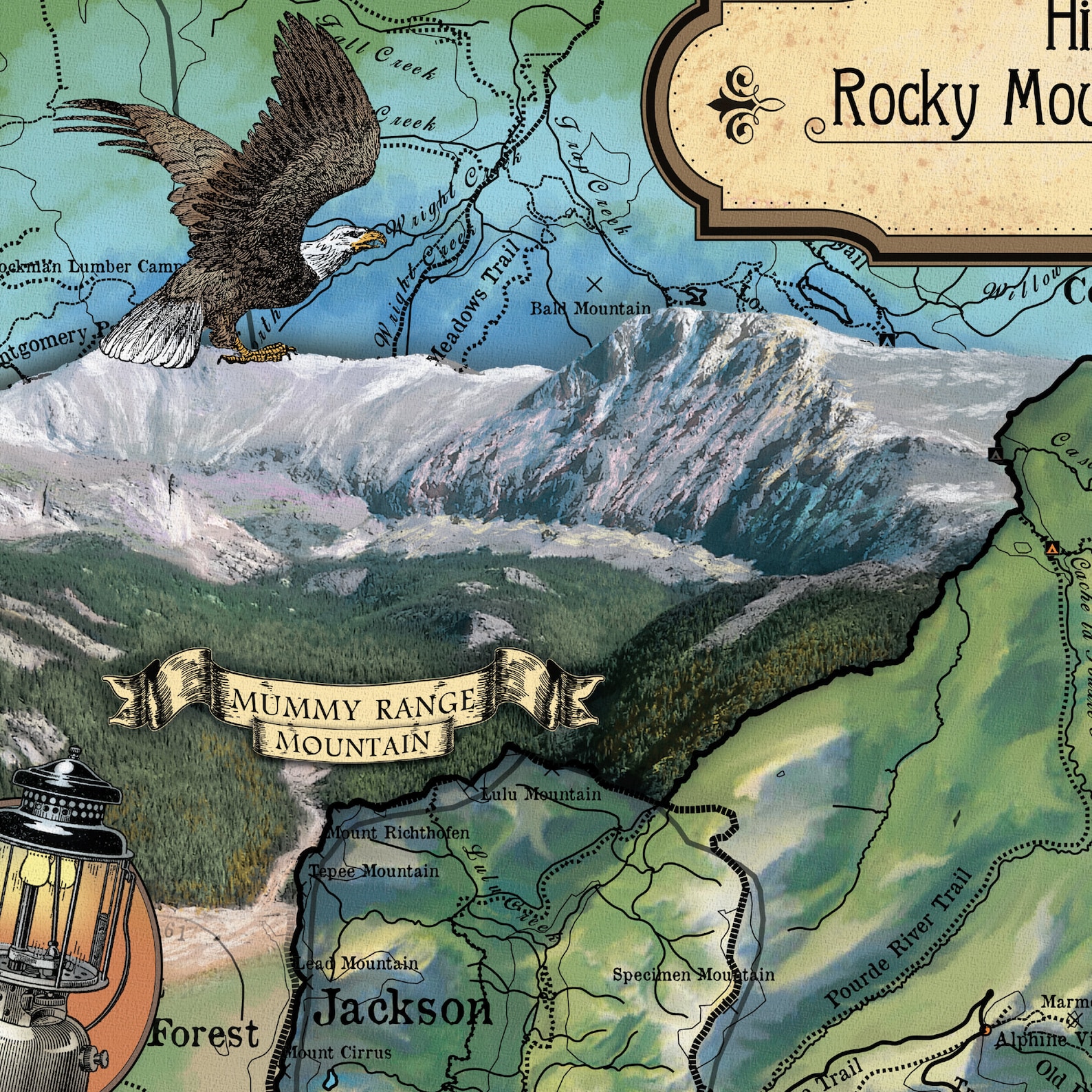 ROCKY MOUNTAIN NATIONAL Park Map, Rocky Mountain National Park Poster ...