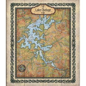 Lake Chatuge Georgia Lake Map Art Map Art on Wood or Metal for Lake ...