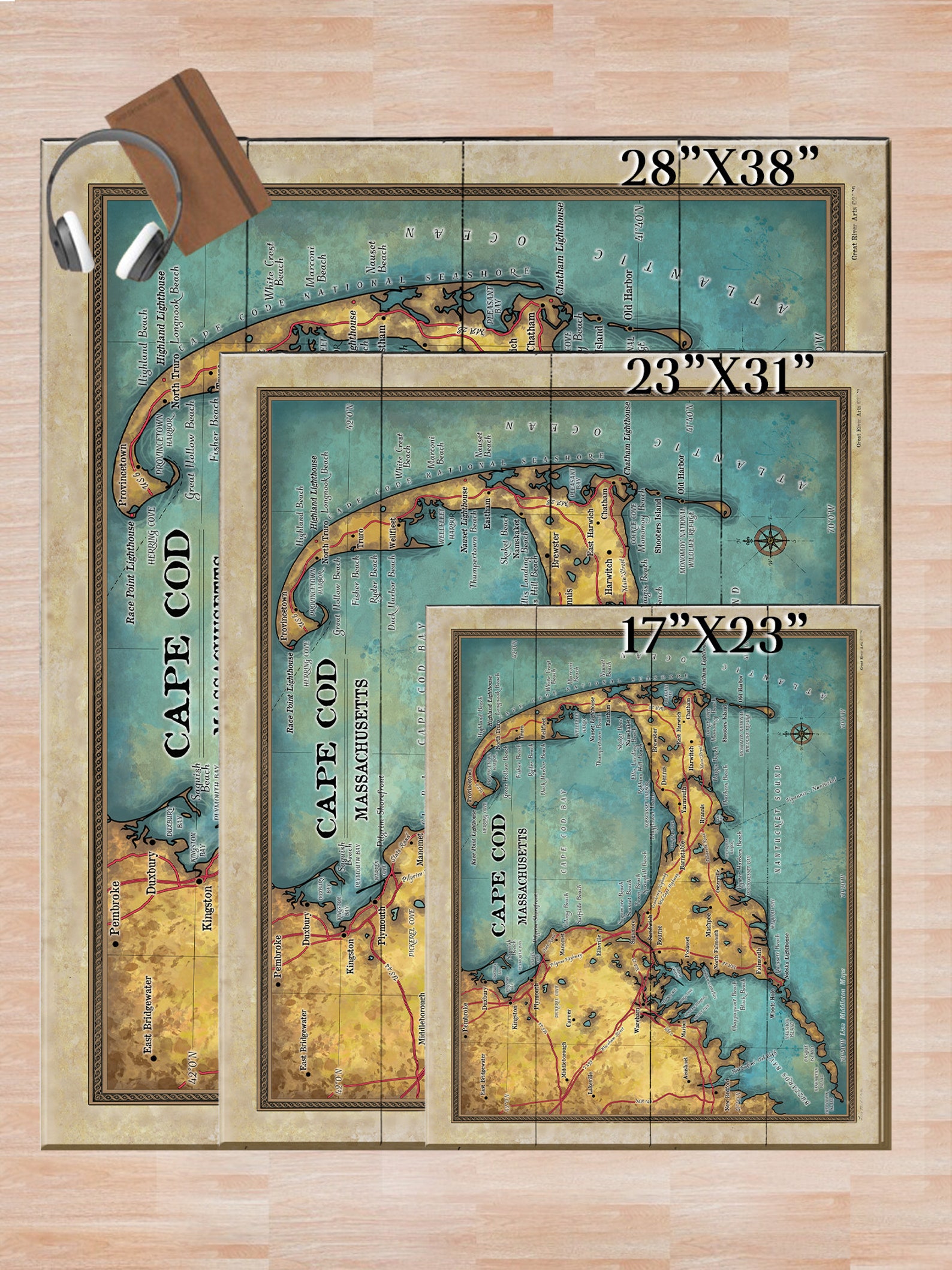 Cape Cod Massachusetts Vintage Stye Map Art on Wood or Metal - Etsy