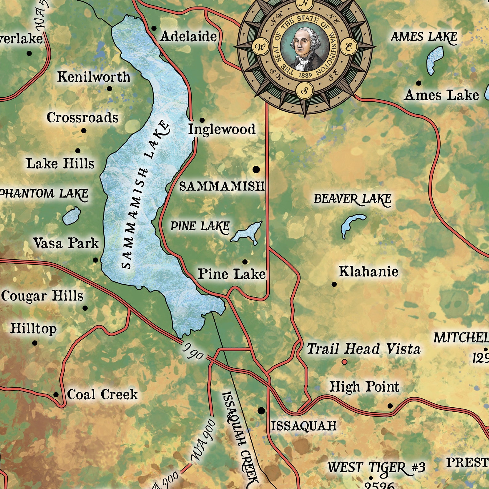 Snoqualmie Valley Washington Vintage Map Vintage Map Art - Etsy