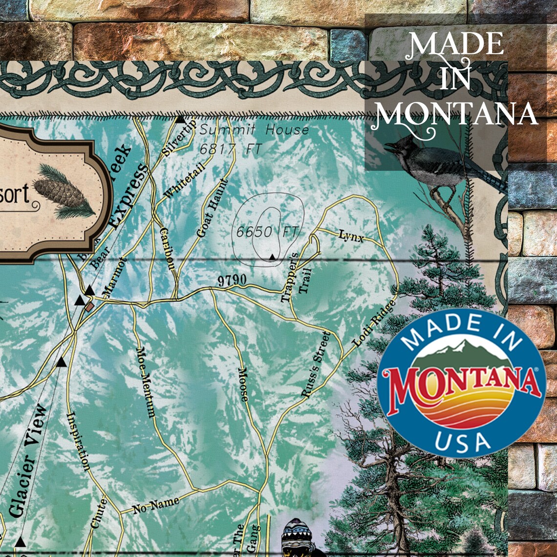 Whitefish Resort Ski Runs Montana Montana Ski Map Map Art on - Etsy