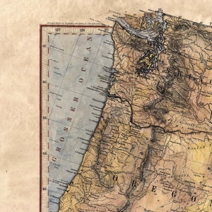 Magnificent German Map of the Pacific Northwest German Maps 1872 Hand ...