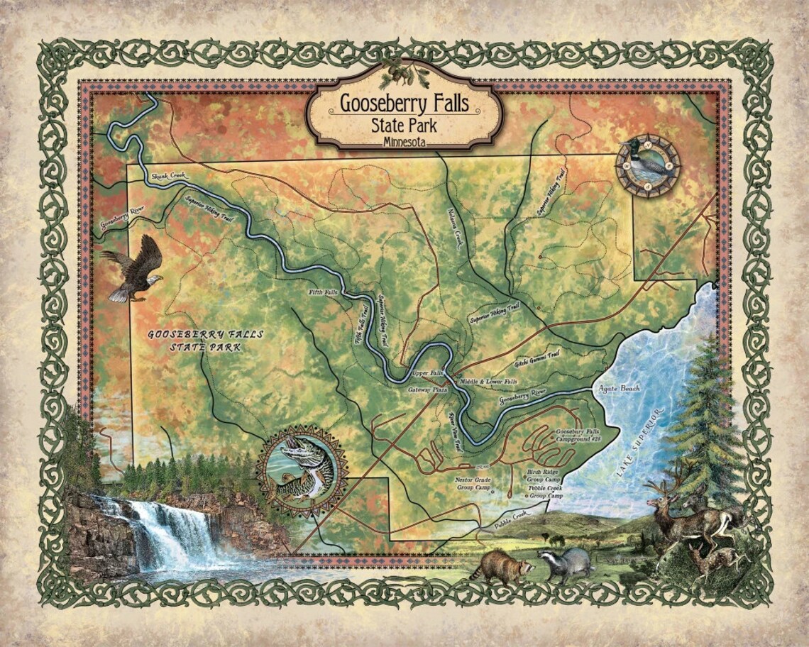 Minnesota Map Gooseberry Falls Minneapolis Map Minnesota - Etsy