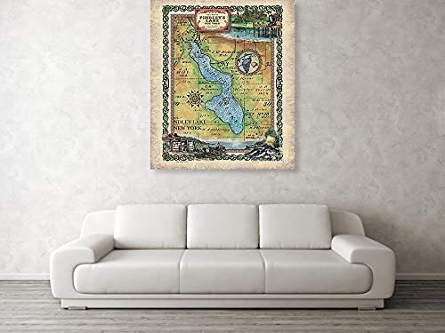 Findley Lake, New York, Custom Lake Maps, Lake House, Lake Art, Lake ...