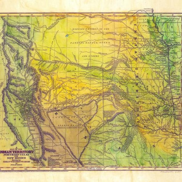 Antique Map Indian Territory - Etsy