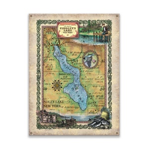Findley Lake New York Lake Map Art Map Art on Wood or Metal for Lake ...