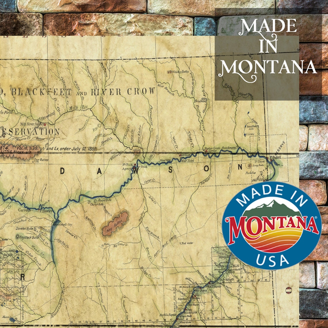 Montana Territory Tribal Map 1883 Old Montana Map Map Art on - Etsy