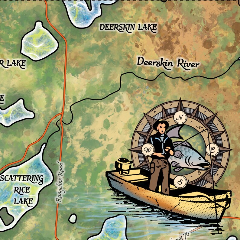 Eagle River Chain of Lake Wisconsin Historic Map Art Print - Etsy