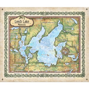 Leech Lake Minnesota Lake Map Art Map Art on Wood or Metal for Lake ...