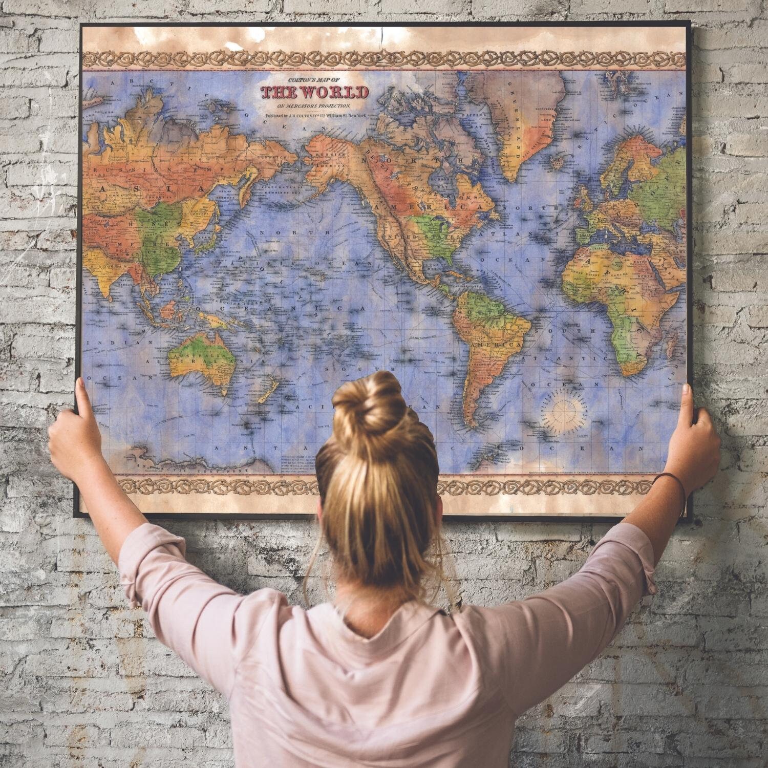 World Vintage Map Art Poster Print Vintage Style Inspirational - Etsy