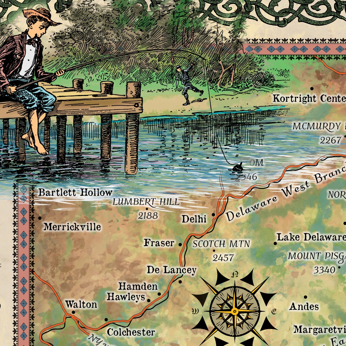 Great River Arts Catskill Mountains Historic Map Reproduction - Etsy