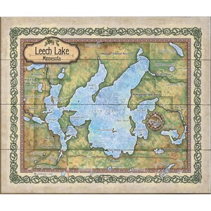 Leech Lake Minnesota Lake Map Art Map Art on Wood or Metal for Lake ...