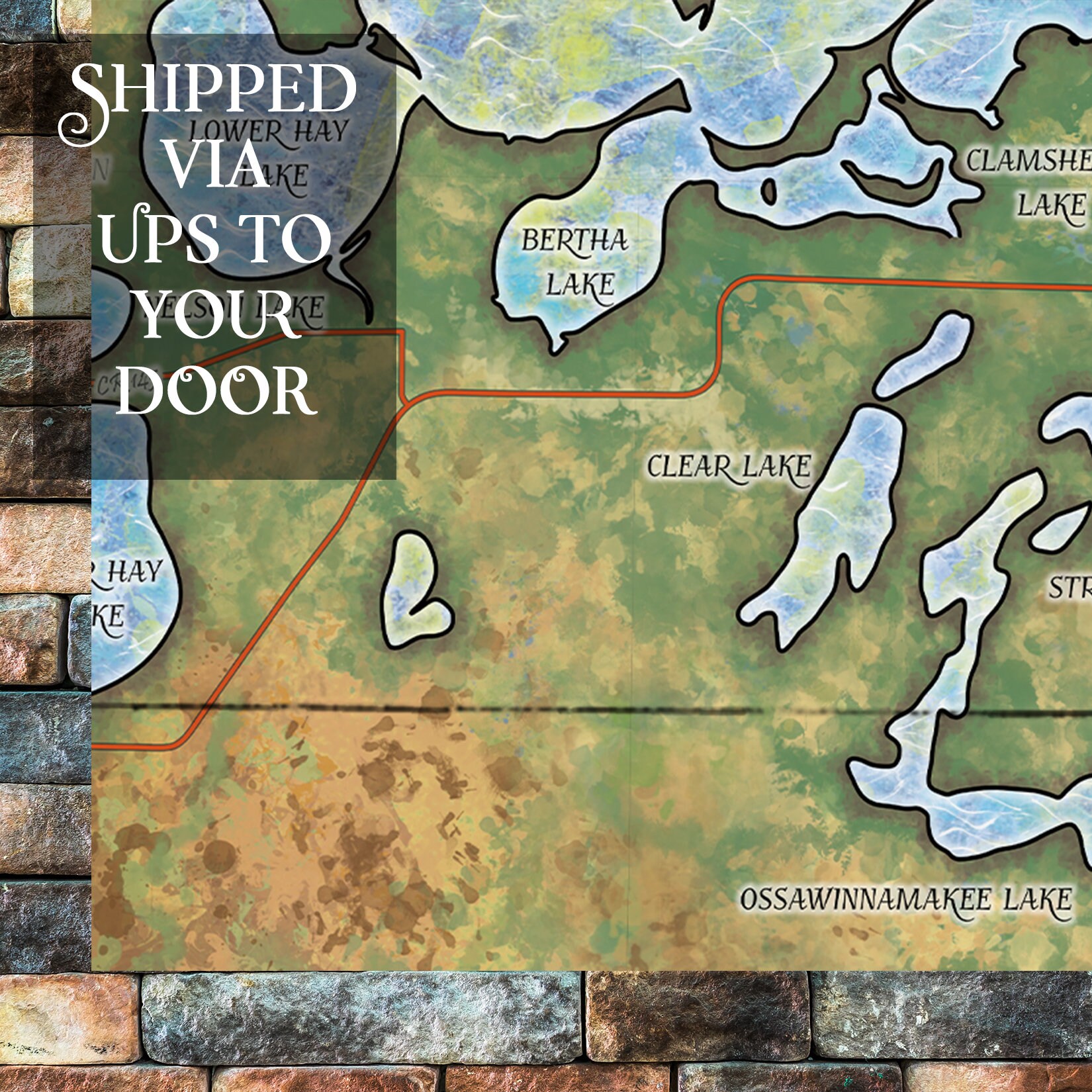 Minnesota Whitefish Chain of Lakes Lake Map Art Map Art on Wood or ...