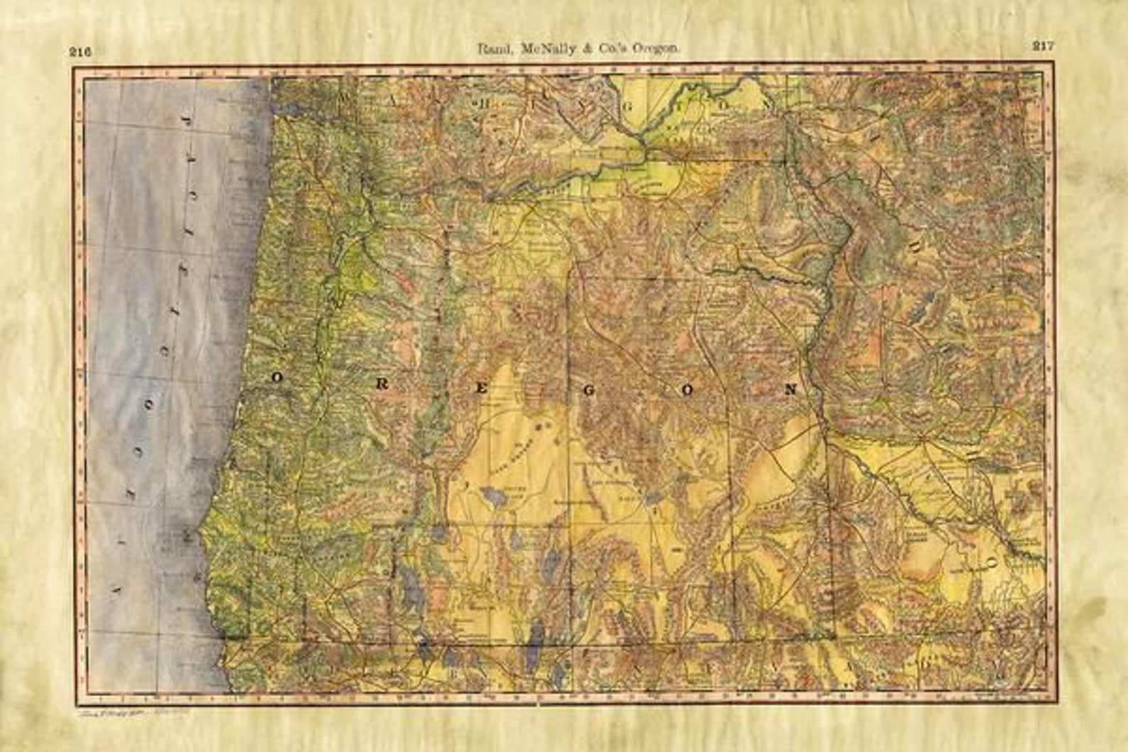 100 Oregon Wagon Roads 1879 Vintage Historic Antique Map Painting ...