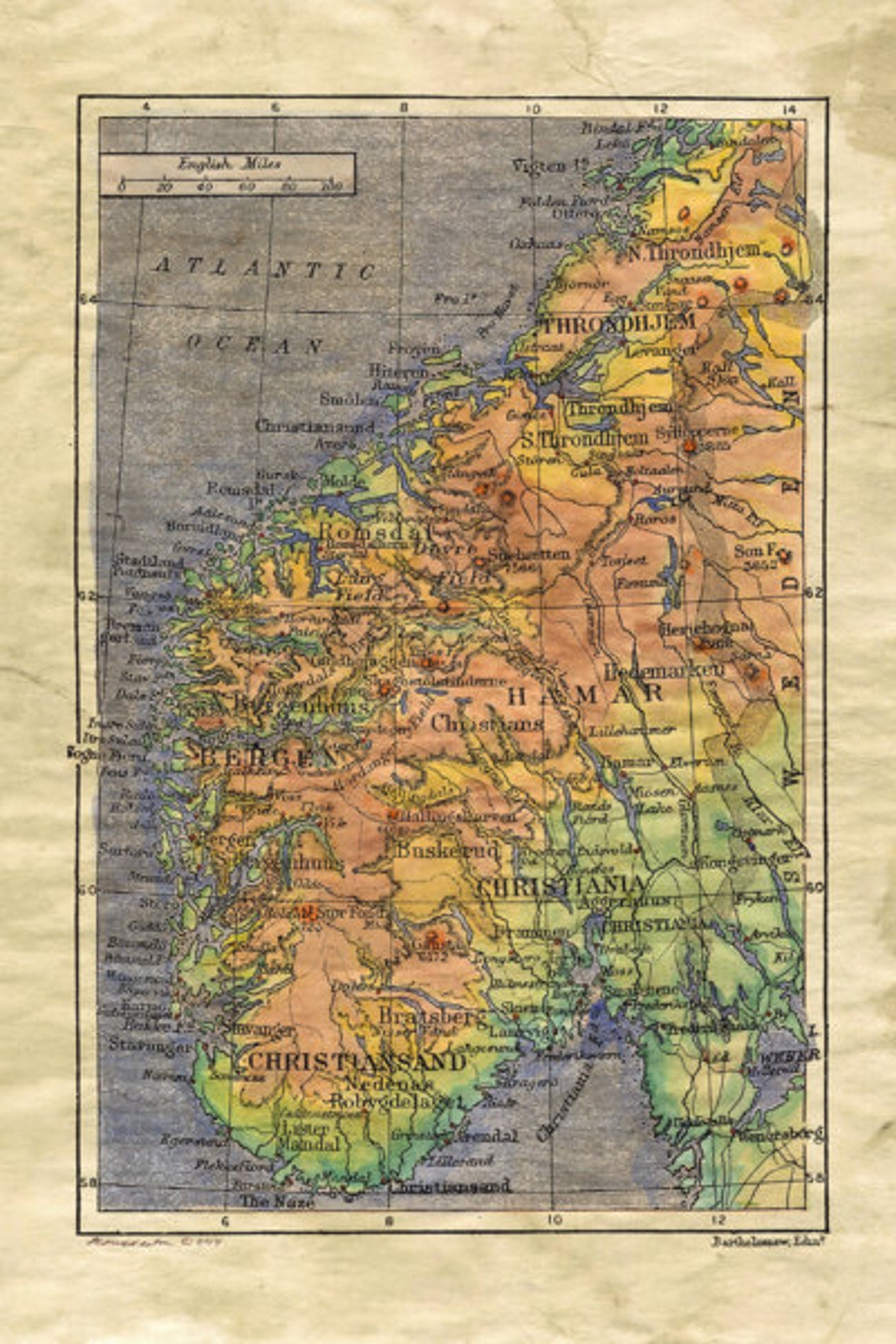 Norway, Map Norway, Norway Map, Old Map Norway, Norway Art, Norway ...