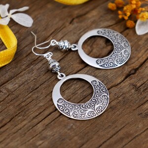 Boho Silver Hoop Earrings, Statement Earrings, Bohemian Jewelry - Etsy