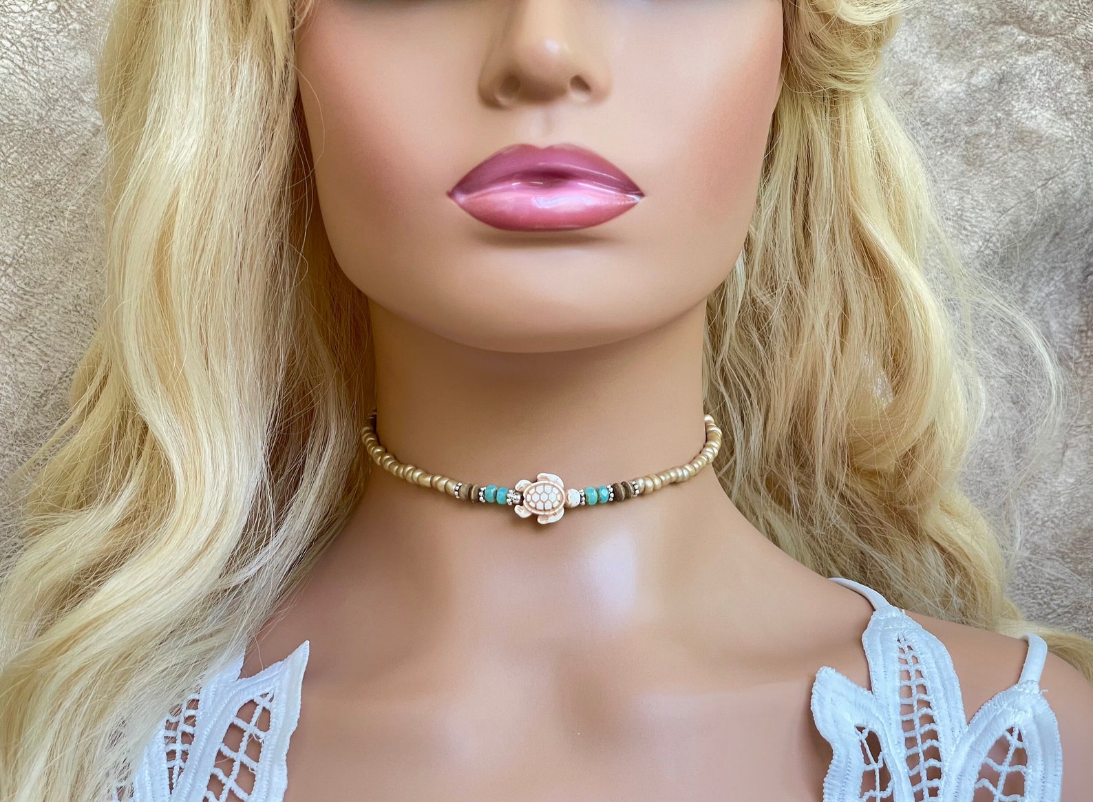 Sea Turtle Beaded Choker Necklace Beach Jewelry Handmade - Etsy