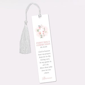 First Communion Bookmark, Personalized First Holy Communion Present ...