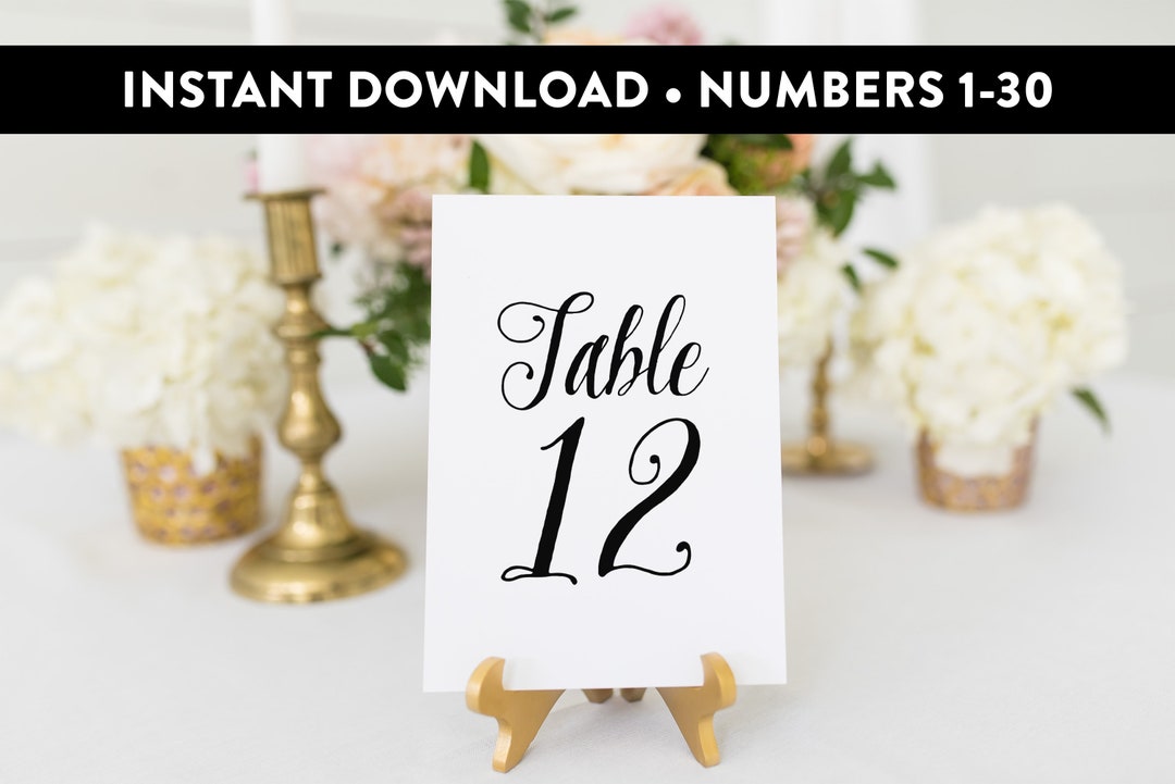 Table Numbers 1-30 - Instant Download, DIY, Printable, Print Yourself ...