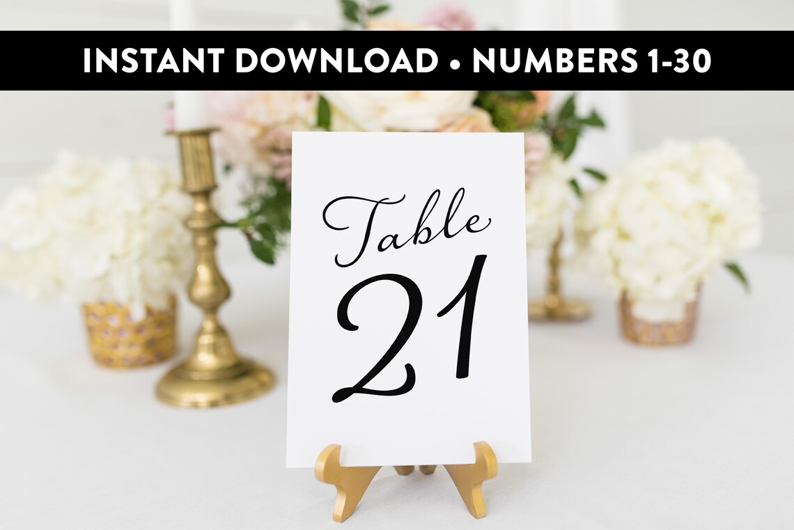 Table Numbers 1-30 styled Instant Download DIY | Etsy