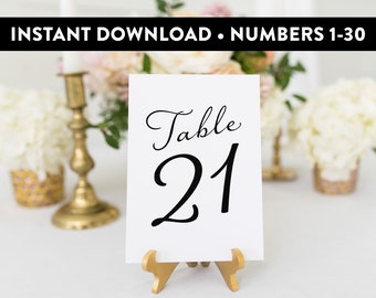 Table Numbers 1-30 Instant Download DIY Printable Print | Etsy