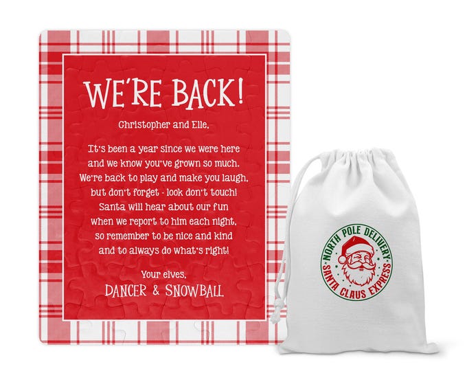 Elf Arrival Puzzle for Children, One Elf or Multiple Elves, Gender ...