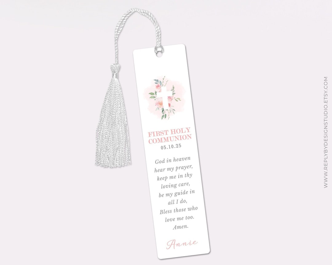 First Communion Bookmark, Personalized First Holy Communion Present ...