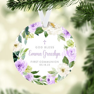 Purple Floral First Holy Communion Ornament, Girl First Communion Gift ...
