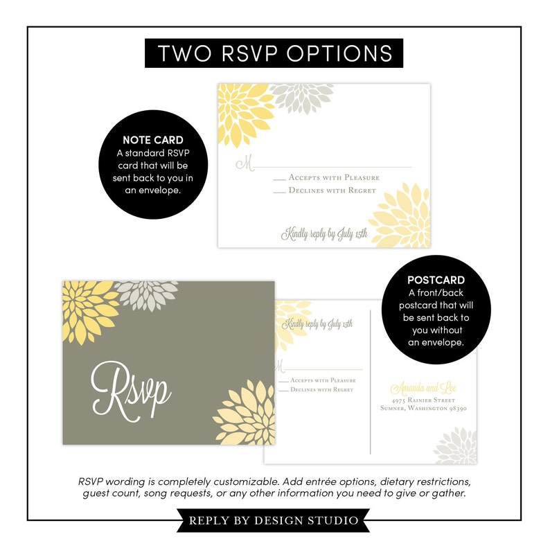 Wedding Invitation and RSVP Card Blossoming Digital File | Etsy