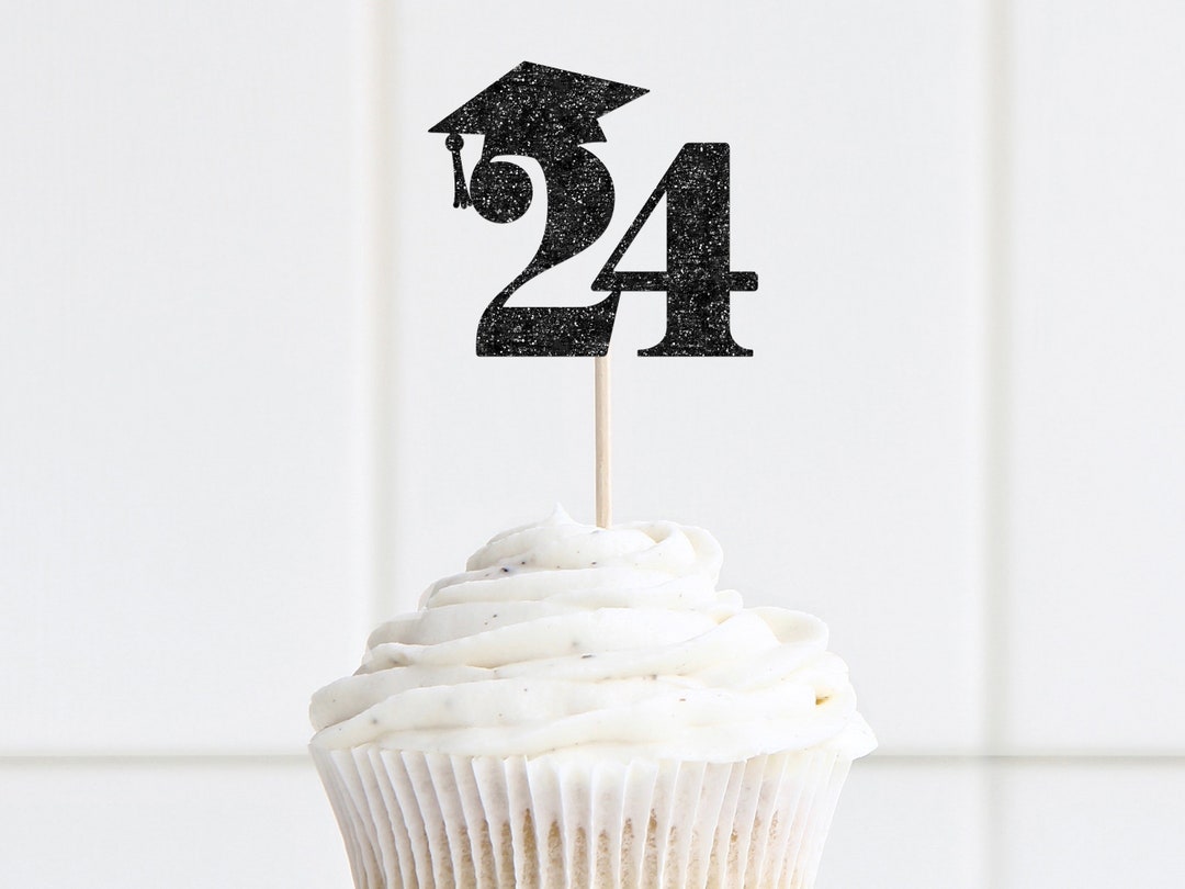 Class of 2024 Graduation Cupcake Toppers, Customize With School Colors ...