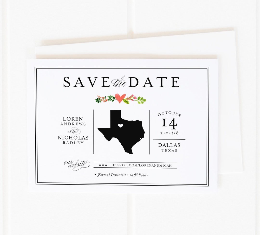 Texas Save the Dates, State Save the Dates, Printable Save the Date ...