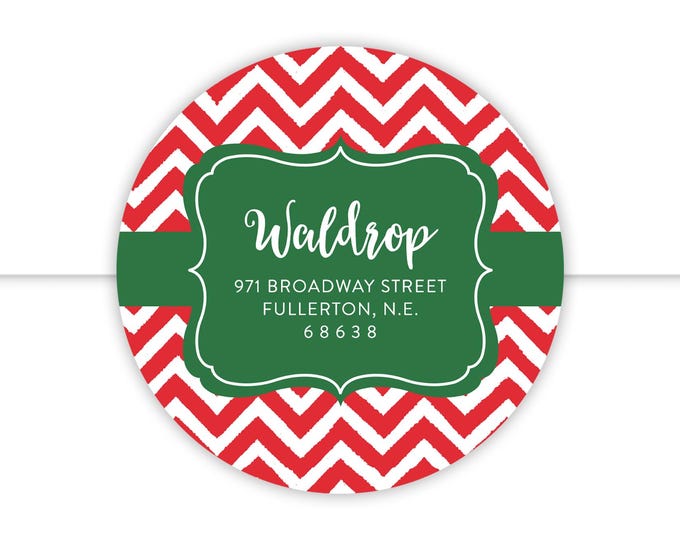 Christmas Return Address Labels Chevron Personalized Address Label Red ...
