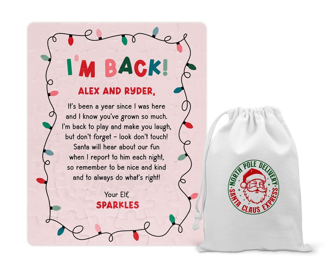 Elf Arrival Puzzle for Children, Pink Design for Girls, One Elf or ...