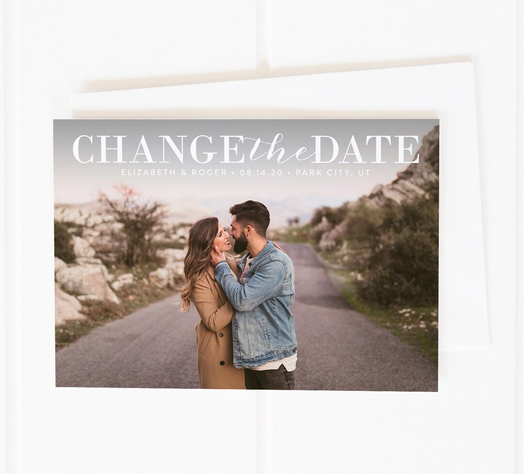 Photo Change the Date Card, Save the New Date, Unsave the Date, Wedding ...