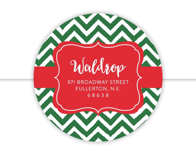 Christmas Return Address Labels Chevron Personalized Address Label Red ...