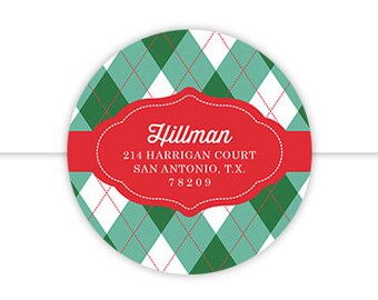 Personalized Return Address Label Christmas Address Labels Candy Cane Stripes Green and Red ...