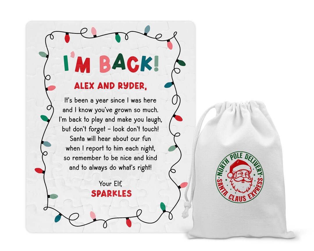 Elf Arrival Puzzle for Children, One Elf or Multiple Elves, Gender ...