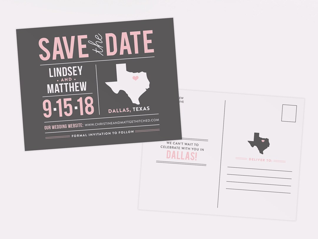 Texas Save the Dates, Texas Save the Date Postcards, State Save the ...