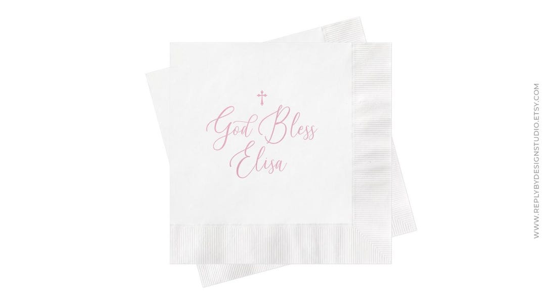 Pink First Holy Communion or Baptism Napkins, Girl Confirmation ...
