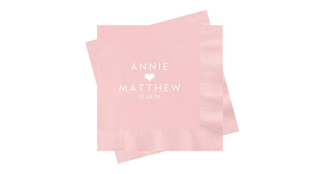 Custom Pink Wedding Napkins, Reception Cocktail Napkins, Simple Modern ...
