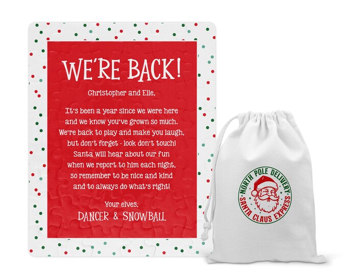 Elf Arrival Puzzle for Children, One Elf or Multiple Elves, Gender ...