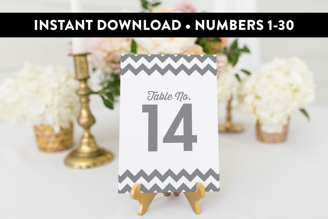Table Numbers 1-30 (chevron) - Instant Download, DIY, Printable, Print ...